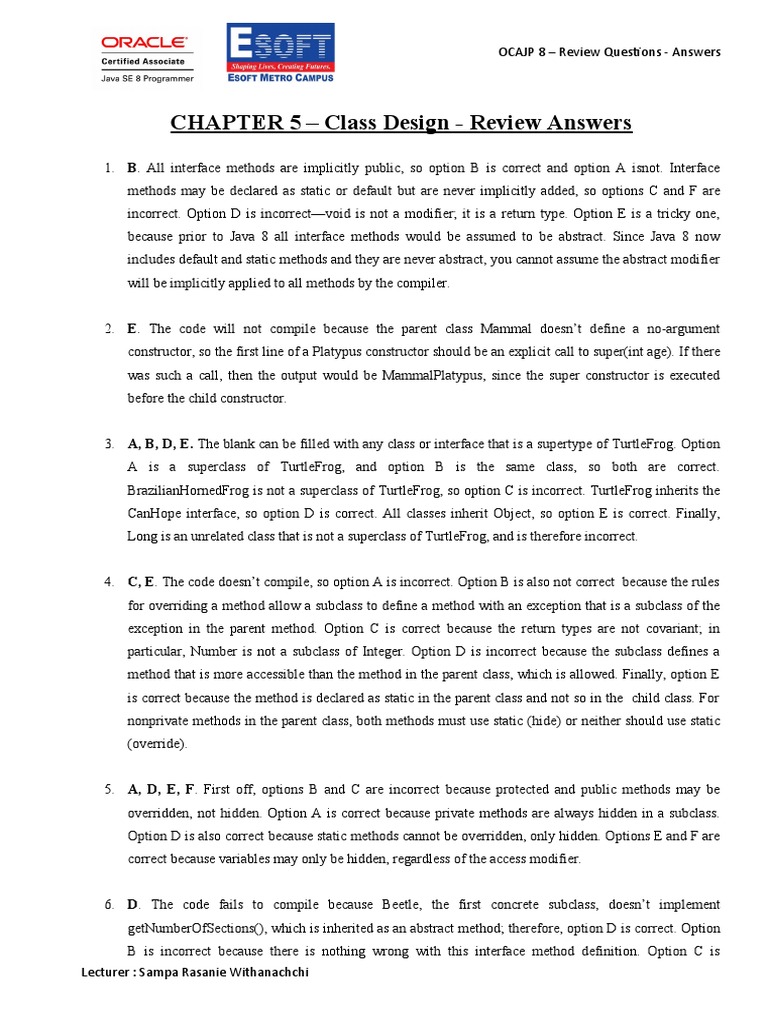 CHAPTER 5 Review Answers | PDF | Inheritance (Object Oriented ...