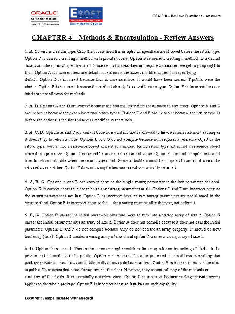 CHAPTER 4 Review Answers | PDF | Constructor (Object Oriented ...
