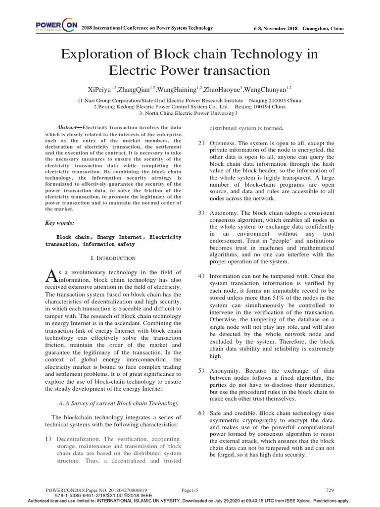 Exploration of Block Chain Technology in Electric Power Transaction ...