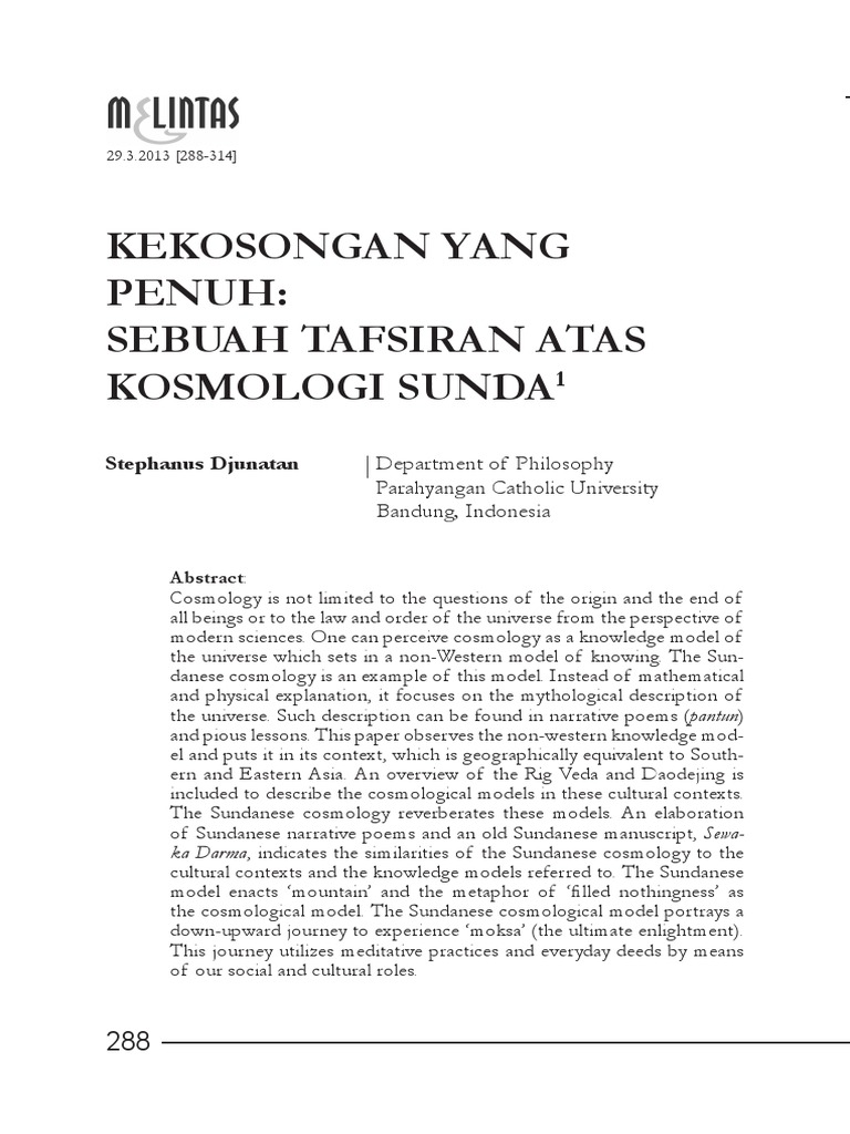 Kekosongan Yang Penuh: Sebuah Tafsiran Atas Kosmologi Sunda: Stephanus ...