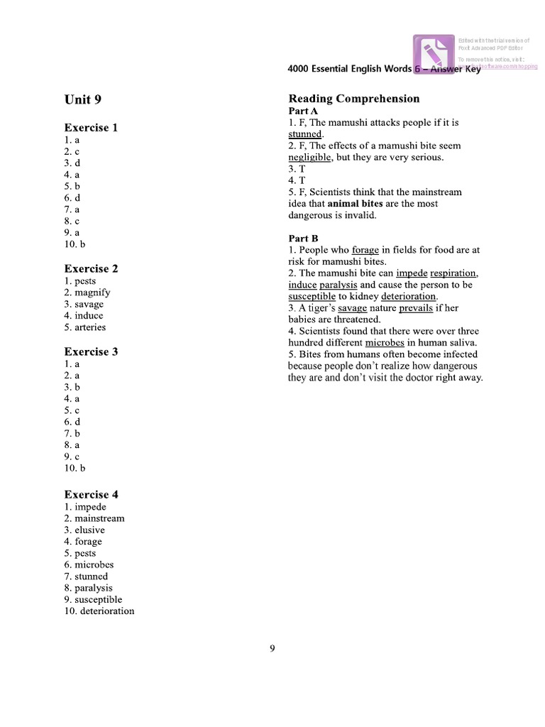 Unit 9-Answer Key | PDF