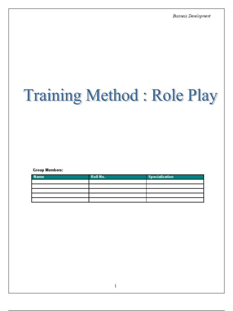 Training Method-Role Play | PDF | Role Playing | Learning