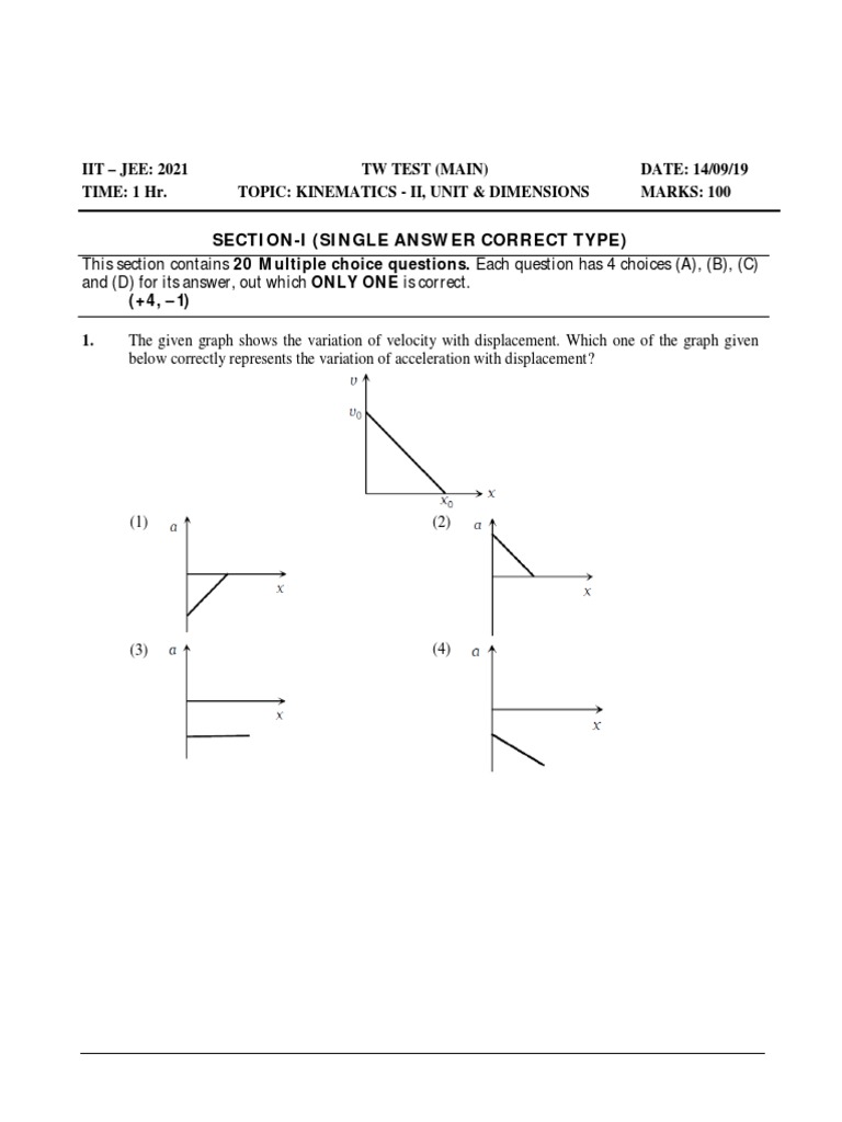 Kinematics - II, Unit & Dimension - Q | PDF | Acceleration | Velocity