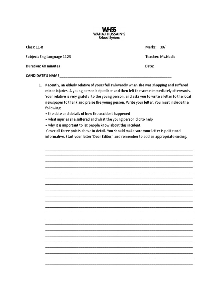 11 B Formal Letter Quiz Nadia | PDF