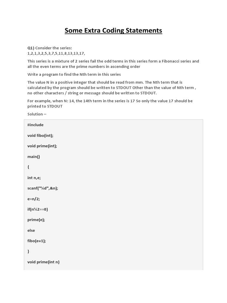 Extra Coding Statements TCS | PDF | Computer Programming | Computing