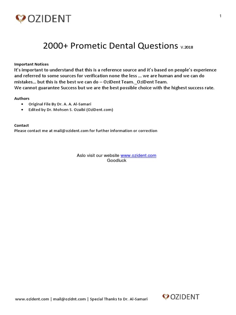 2000+ Prometric Questions PDF | PDF | Mouth | Dentistry Branches