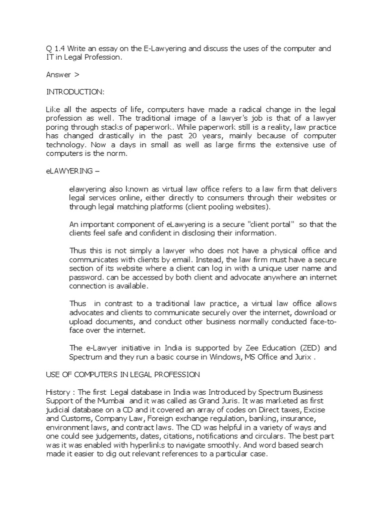 E-Lawyering & IT in Legal Practice | PDF | Computing | Computing And ...