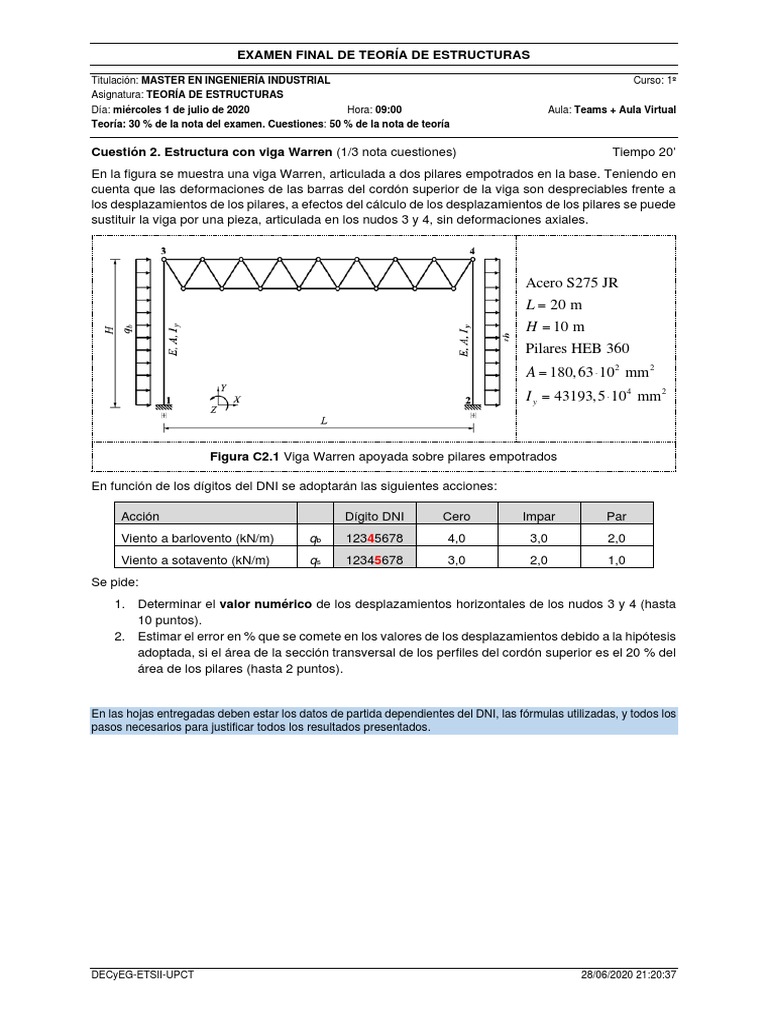 Análisis estructural de una viga Warren mediante cálculo de ...