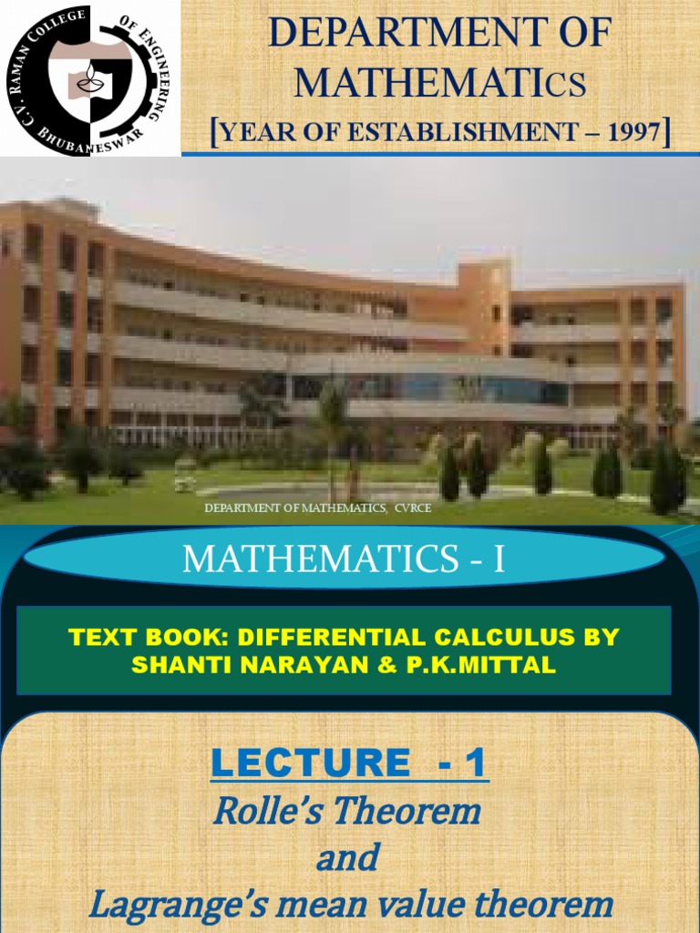 Exploring Key Concepts in Calculus: An Analysis of Rolle's Theorem, Lagrange's Mean Value ...