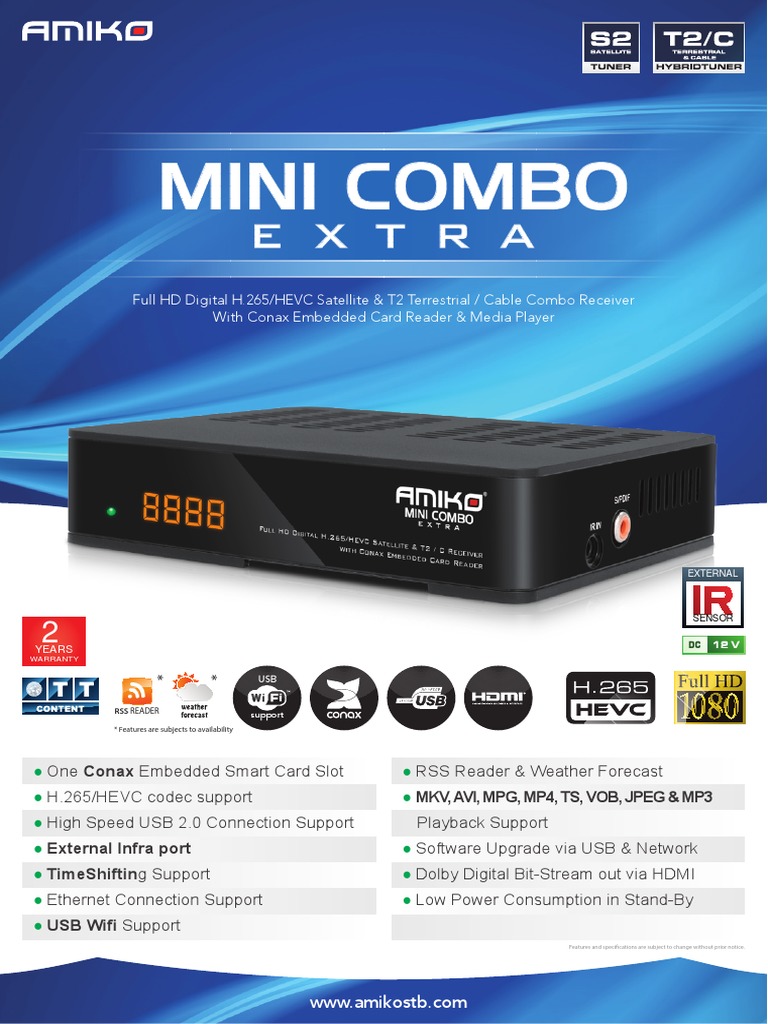 Full HD H.265/HEVC Satellite Receiver | PDF | Usb | Hdmi