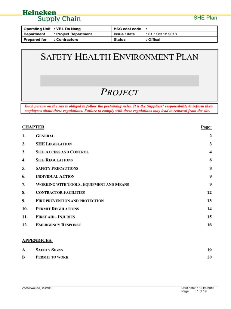 SHE Plan | PDF | Fires | Scaffolding