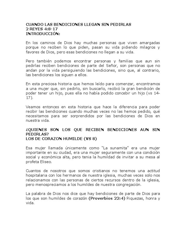 Bendiciones Inesperadas: La Sunamita | PDF | Profeta | Textos Religiosos