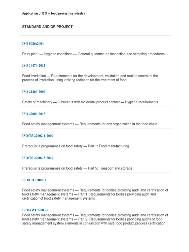 Iso Standards For Food Plant Layouts | PDF