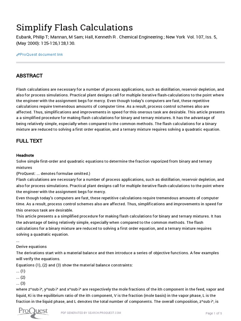 Simplify Flash Calculations | PDF | Teaching Mathematics | Chemistry