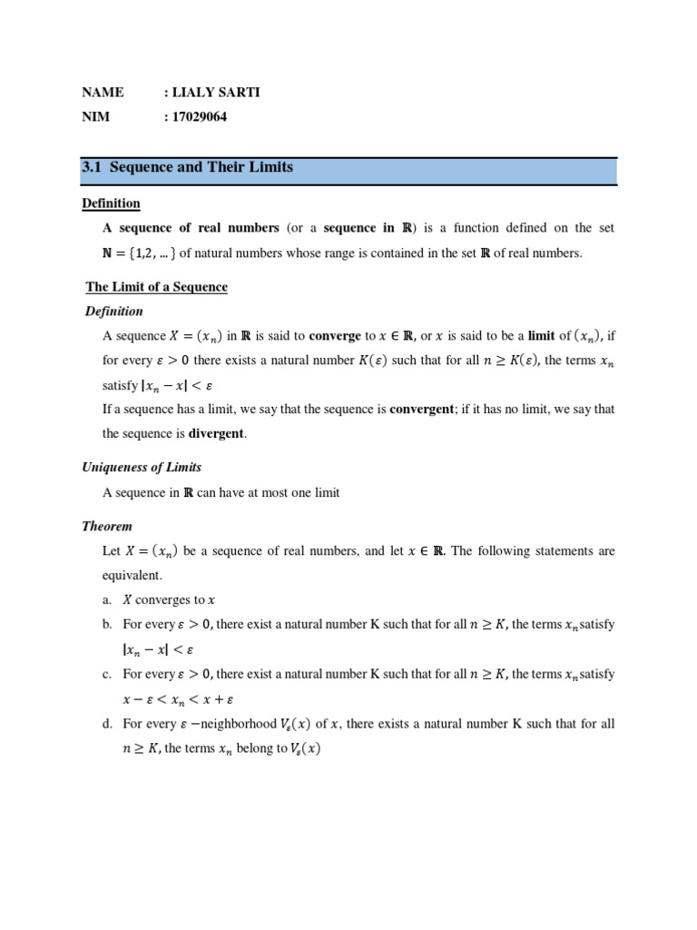 Analysis of the Convergence and Divergence of Sequences Through ...