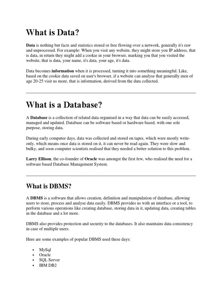 DBMS | PDF | Relational Database | Databases