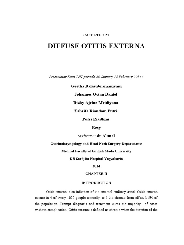 Diffuse Otitis Externa: Case Report | PDF | Ear | Human Anatomy