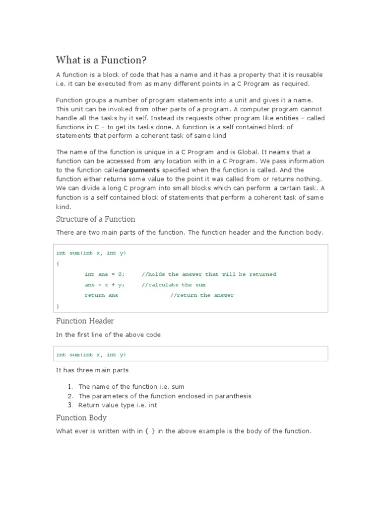 What Is A Function | PDF | Subroutine | C (Programming Language)