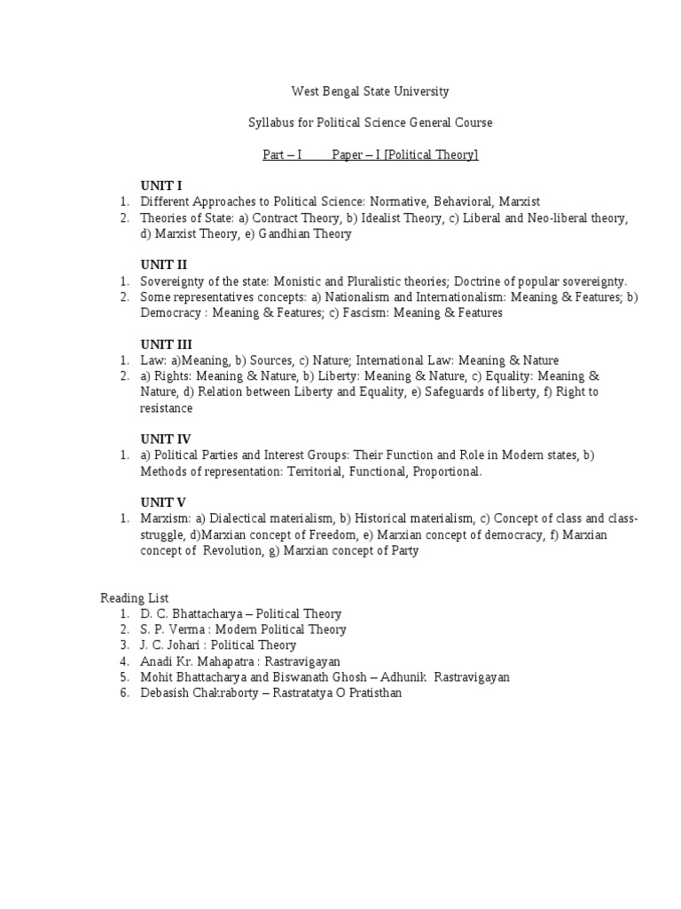 Political Science General Syllabus | PDF | Government Of India ...