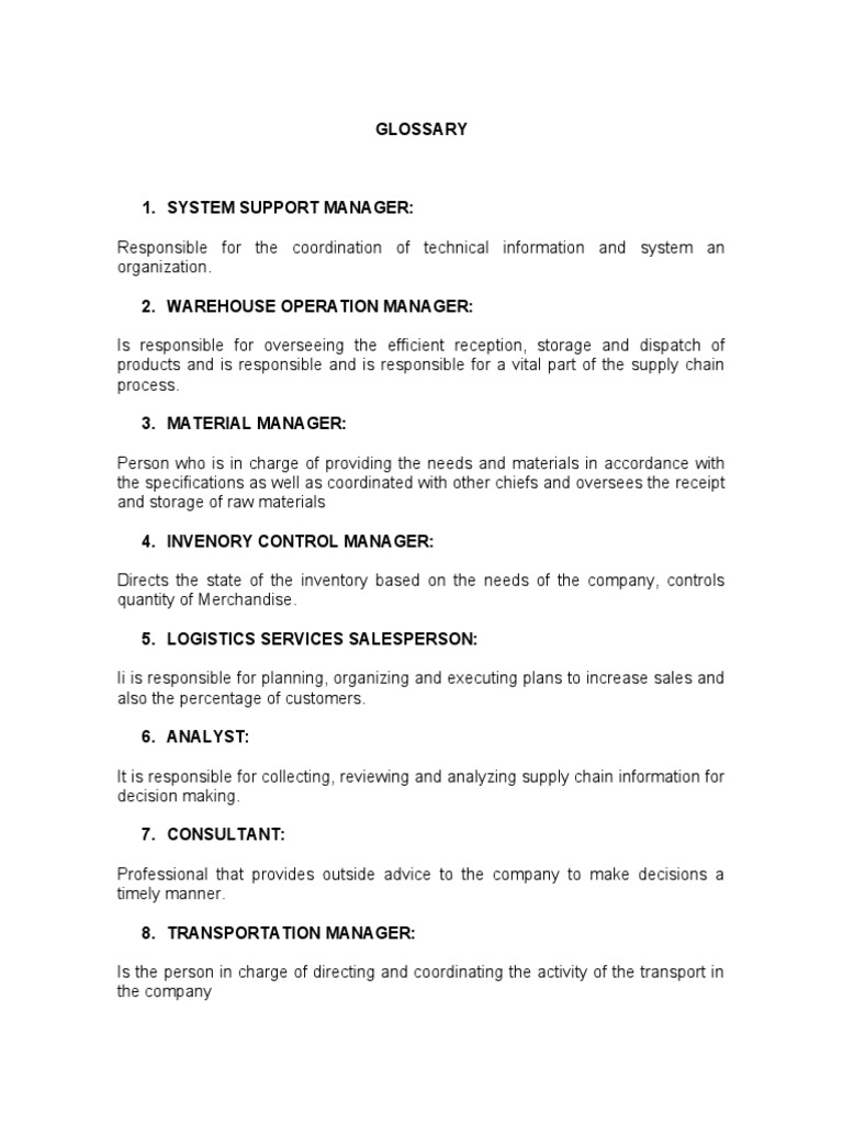 GLOSSARY | PDF | Logistics | Supply Chain