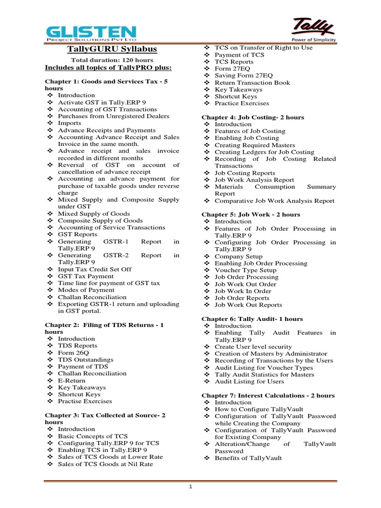 Tally GURU Syllabus PDF | PDF | Payroll | Value Added Tax