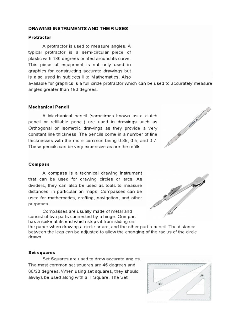Drawing Instruments and Their Uses | PDF | Geometry | Space