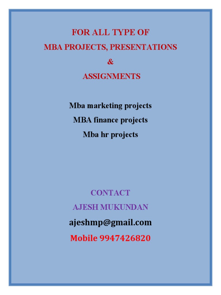 MBA Projects and Presentations Guide | PDF | Career & Growth | Business