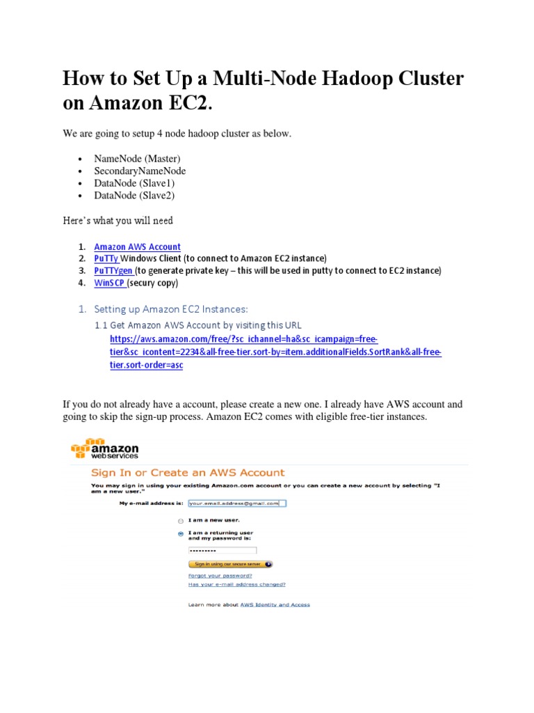 How To Set Up A Multi-Node Hadoop Cluster On Amazon EC2 | PDF | Apache Hadoop | Secure Shell