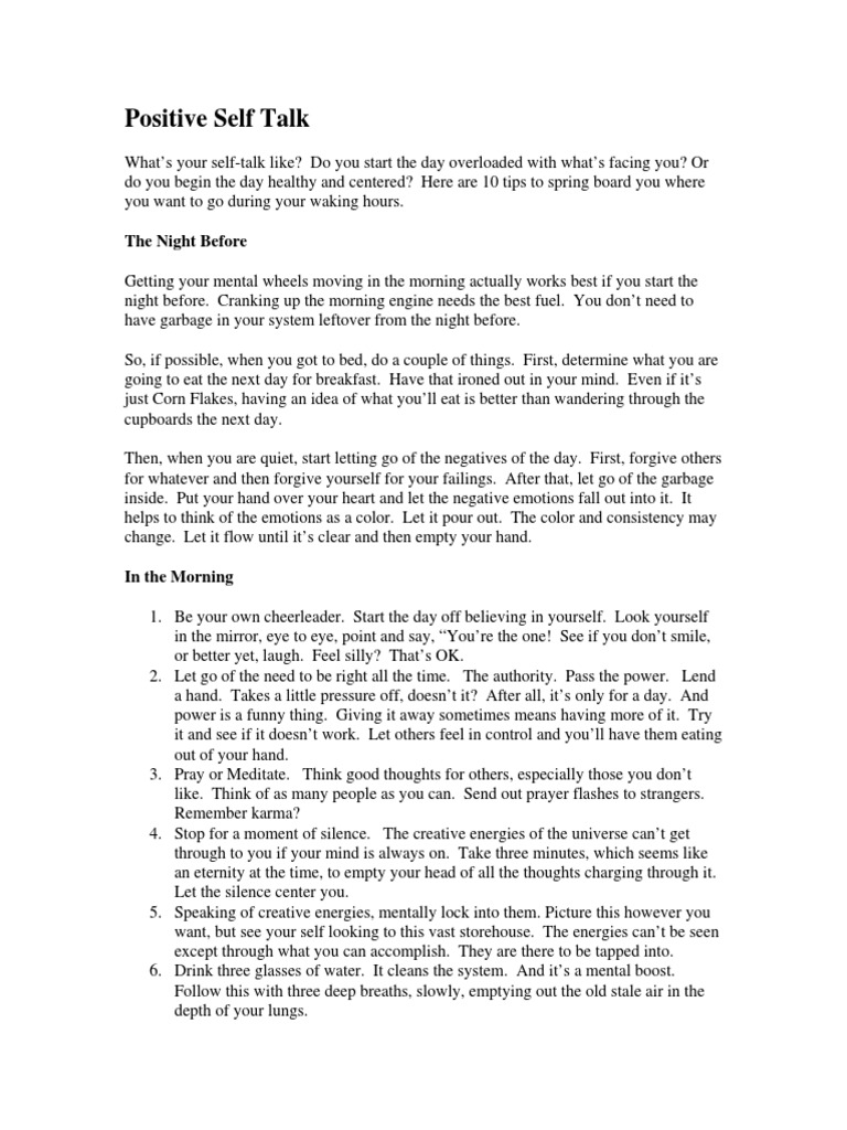 PDF Positive Self Talk PDF | PDF | Career & Growth | Self-Improvement