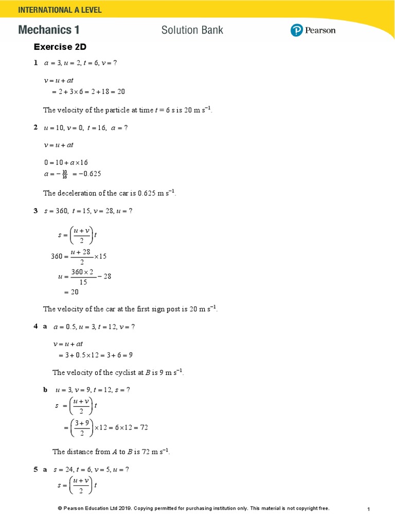 Ial Maths Mech 1 Ex2d | PDF | Acceleration | Classical Mechanics