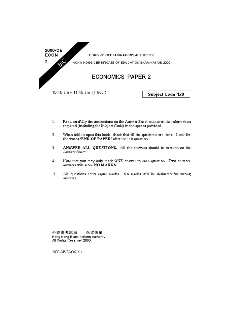 2000 Econ. Paper 2 (Original) | PDF | Taxes | Demand