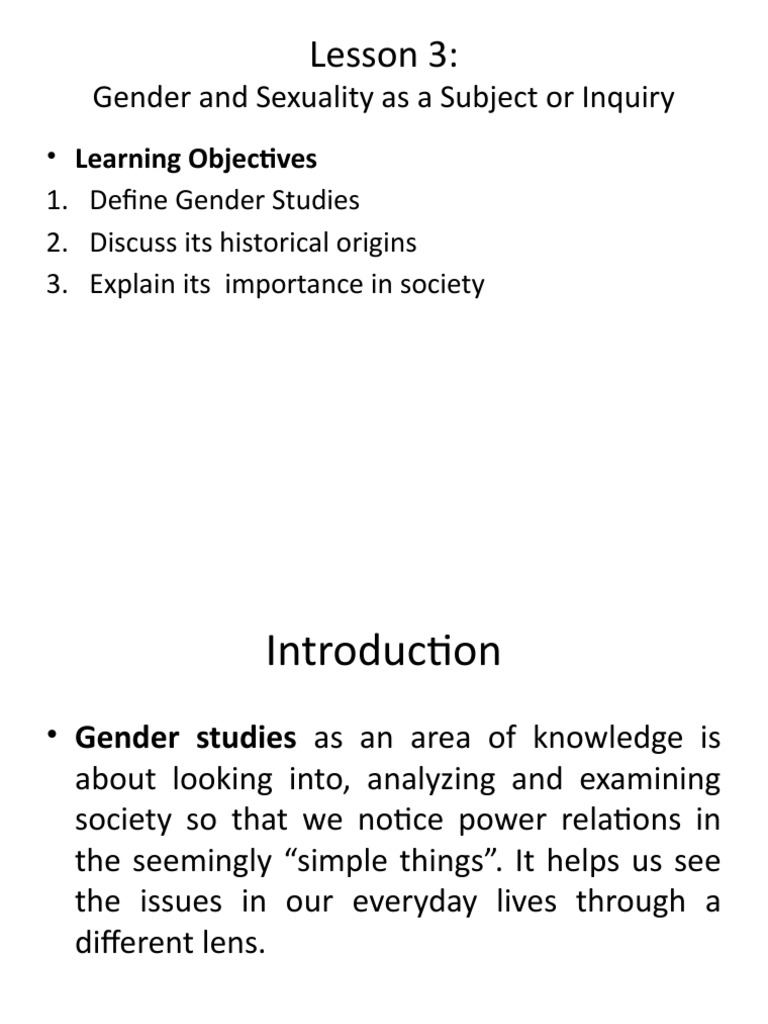 Lesson 3:: Gender and Sexuality As A Subject or Inquiry | PDF | Gender ...