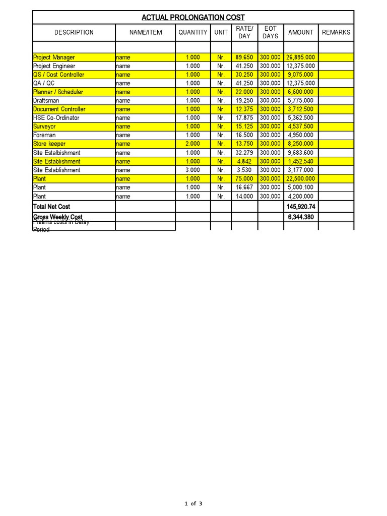 Prolongation Cost. | Download Free PDF | Business