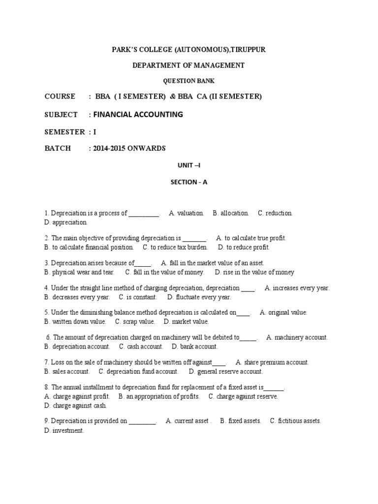 Financial Accounting | PDF | Depreciation | Debits And Credits