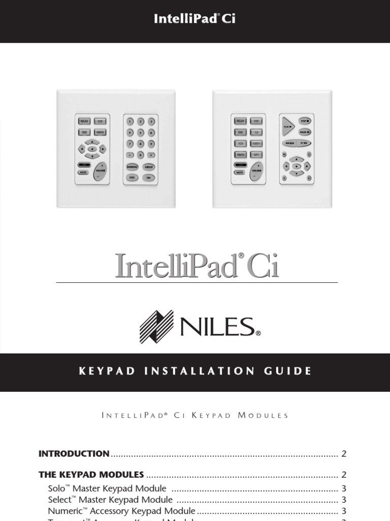 Niles Intellipad CI Solo Manual | Download Free PDF | Screw ...