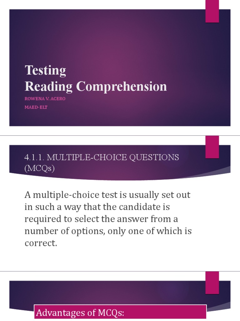 Testing Reading Comprehension | PDF | Multiple Choice | Test (Assessment)