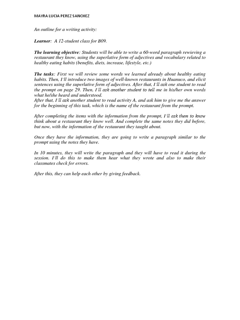 Learner: A 12-Student Class For B09. The Learning Objective: Students ...