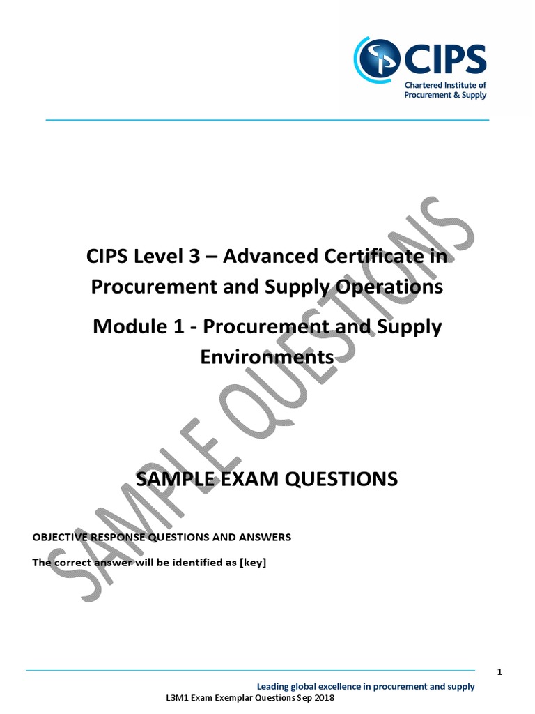 CIPS Level 3 Procurement Exam Questions | PDF | Procurement | Prices