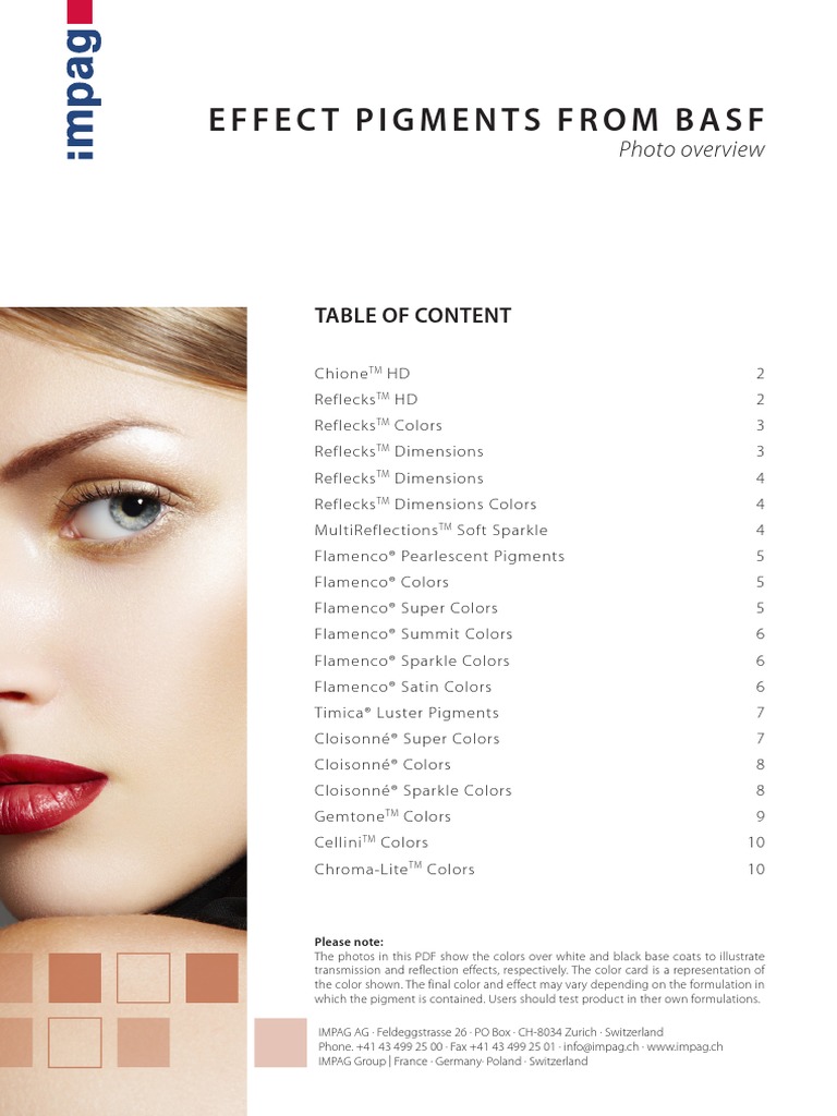 Effect Pigments From Basf: Table of Content | PDF | Blue | Color