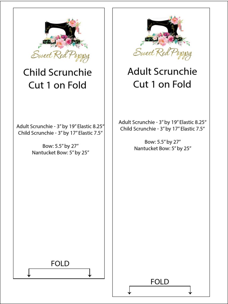 Child Scrunchie Cut 1 On Fold Adult Scrunchie Cut 1 On Fold | PDF