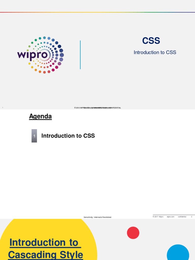 Introduction To CSS: Sensitivity: Internal & Restricted | PDF | Cascading Style Sheets | Html