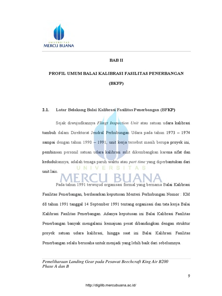 Bab II Profil Umum Balai Kalibrasi Fasilitas Penerbangan (BKFP) 2.1 ...