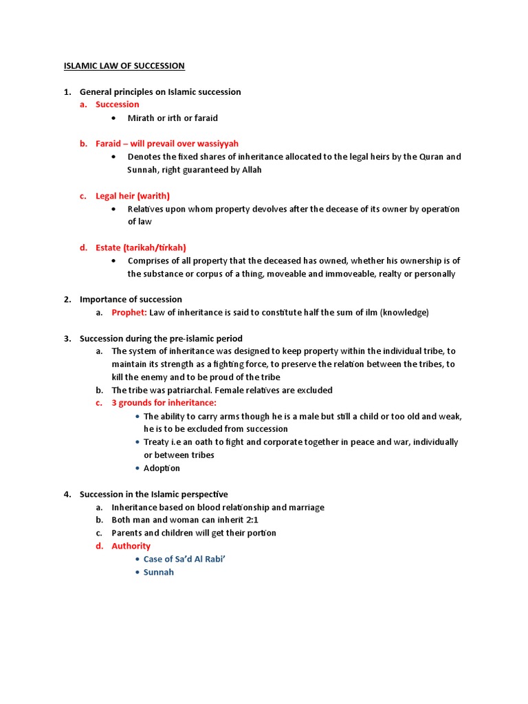 Islamic Law of Succession | Download Free PDF | Will And Testament ...