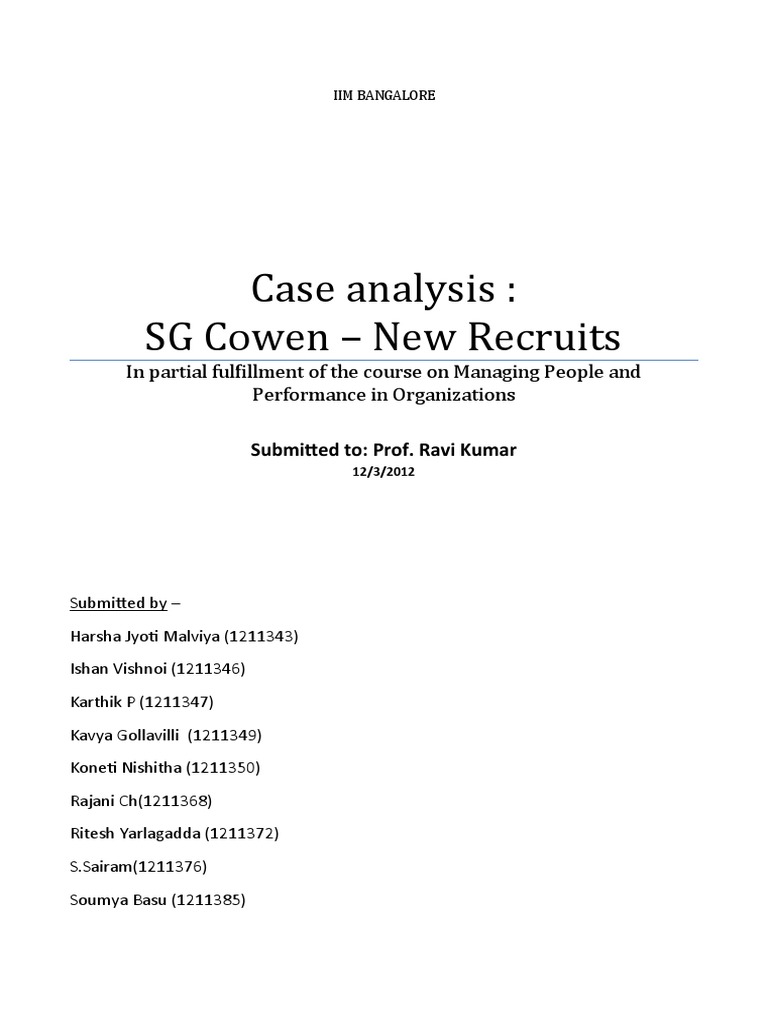SG COwen Analysis | PDF | Recruitment | Interview