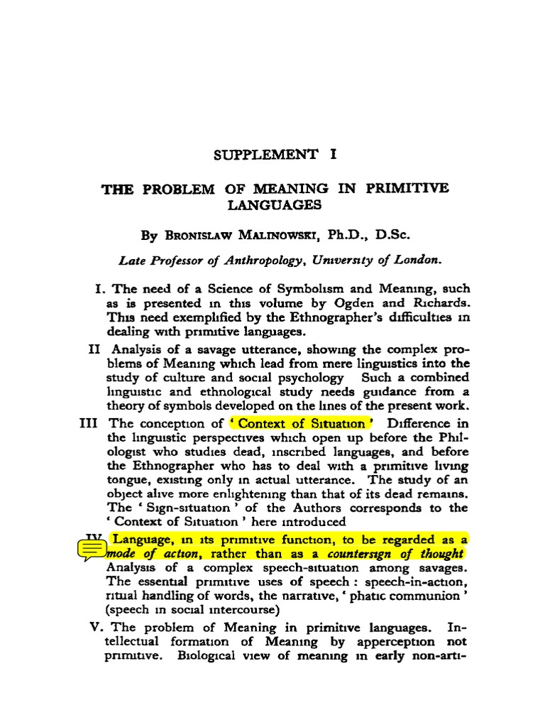 Supplement I The Problem of Meaning in Primitive Languages by | PDF ...