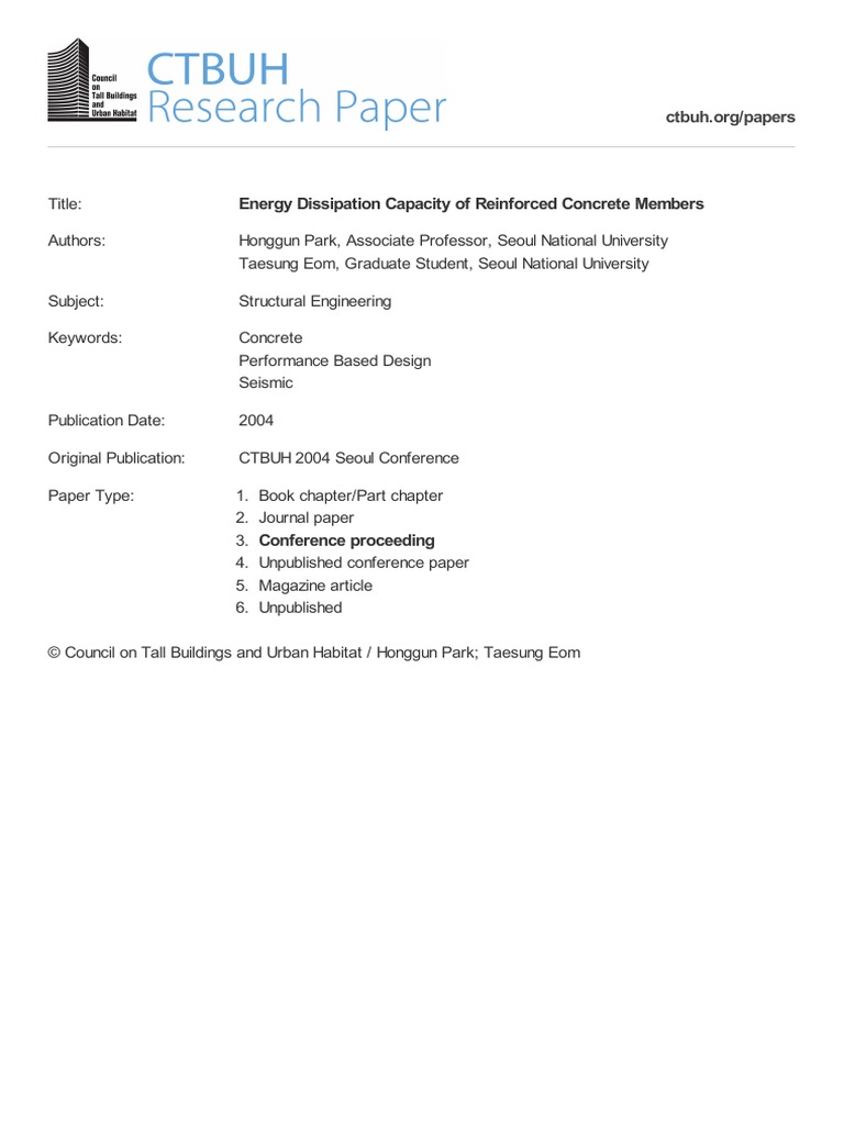 Energy Dissipation Capacity of Reinforced Concrete Members | Download ...