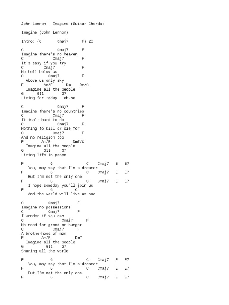 Acordes John-Lennon Imagine | PDF | Harmony | Music Theory