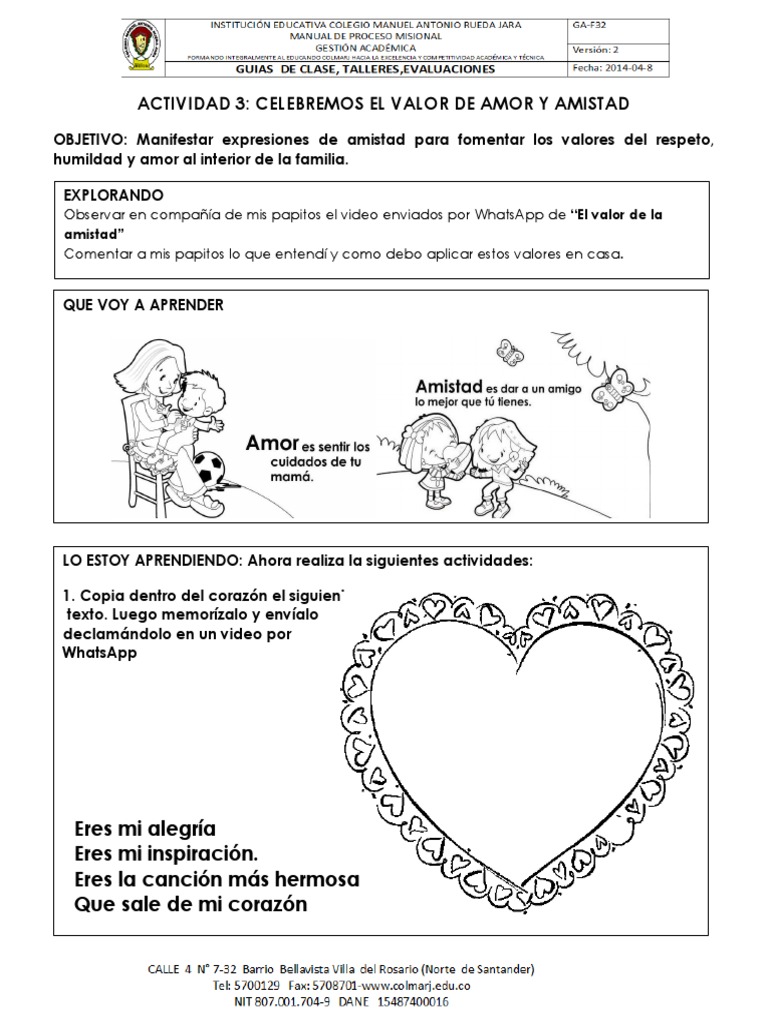 Celebremos El Valor de Amor y La Amistad | PDF