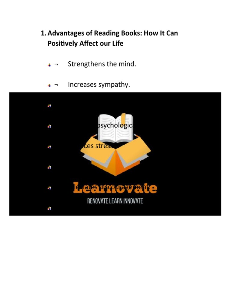 Advantages of Reading Books: How It Can Positively Affect Our Life | PDF