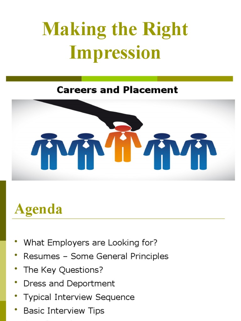 Making The Right Impression: Careers and Placement | PDF | Résumé ...